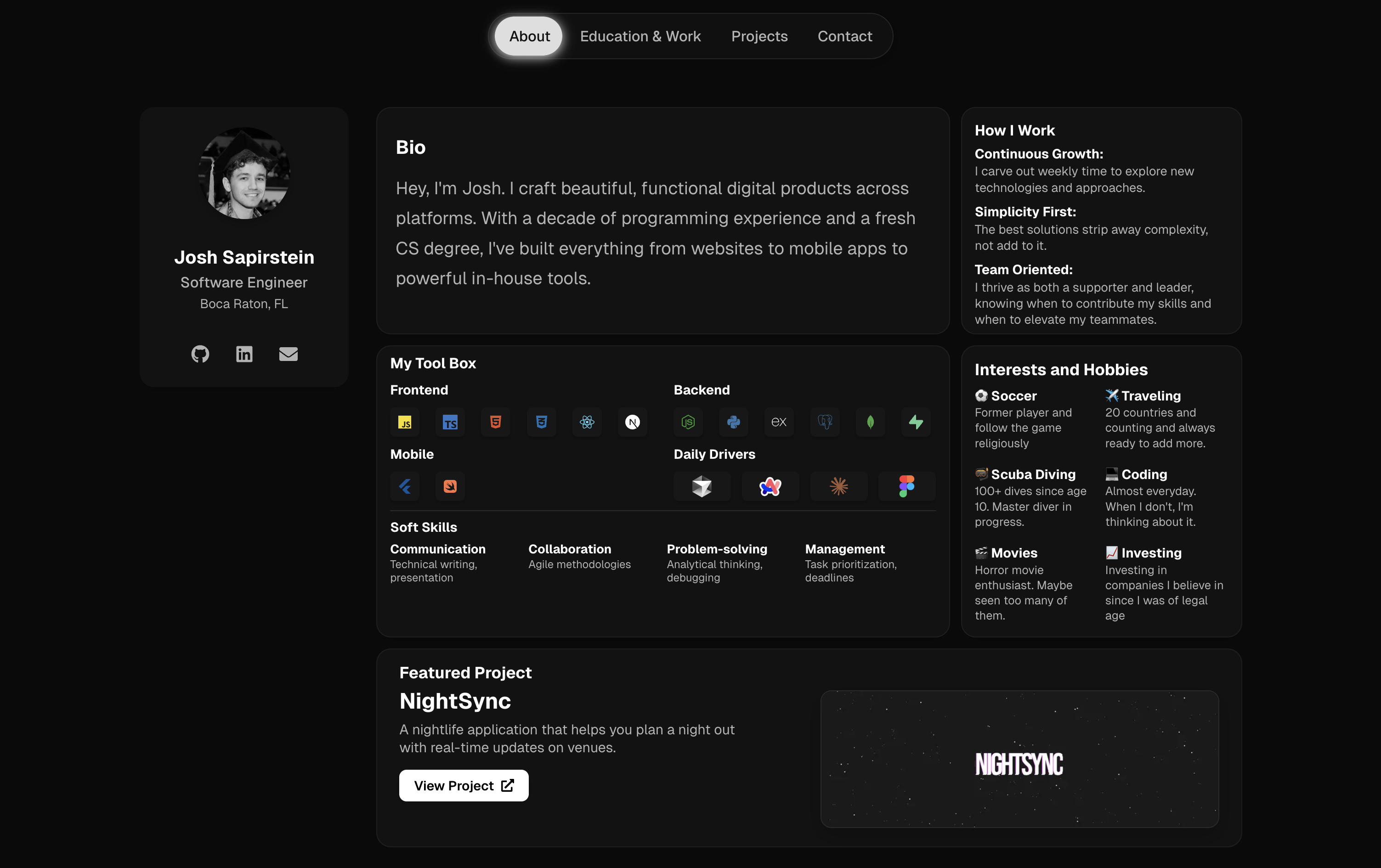 Joshua Sapirstein - Portfolio
